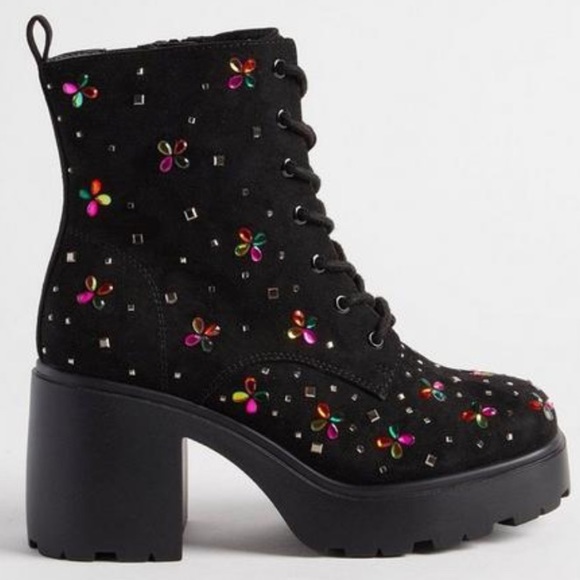 torrid | Shoes | Torrid Betsey Johnson Micro Stones Heel Combat Boots ...